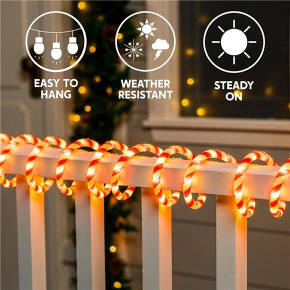 Holiday | 4ft Led Candy Cane Rope Lights Waterproof Outdoor 360 Led ...